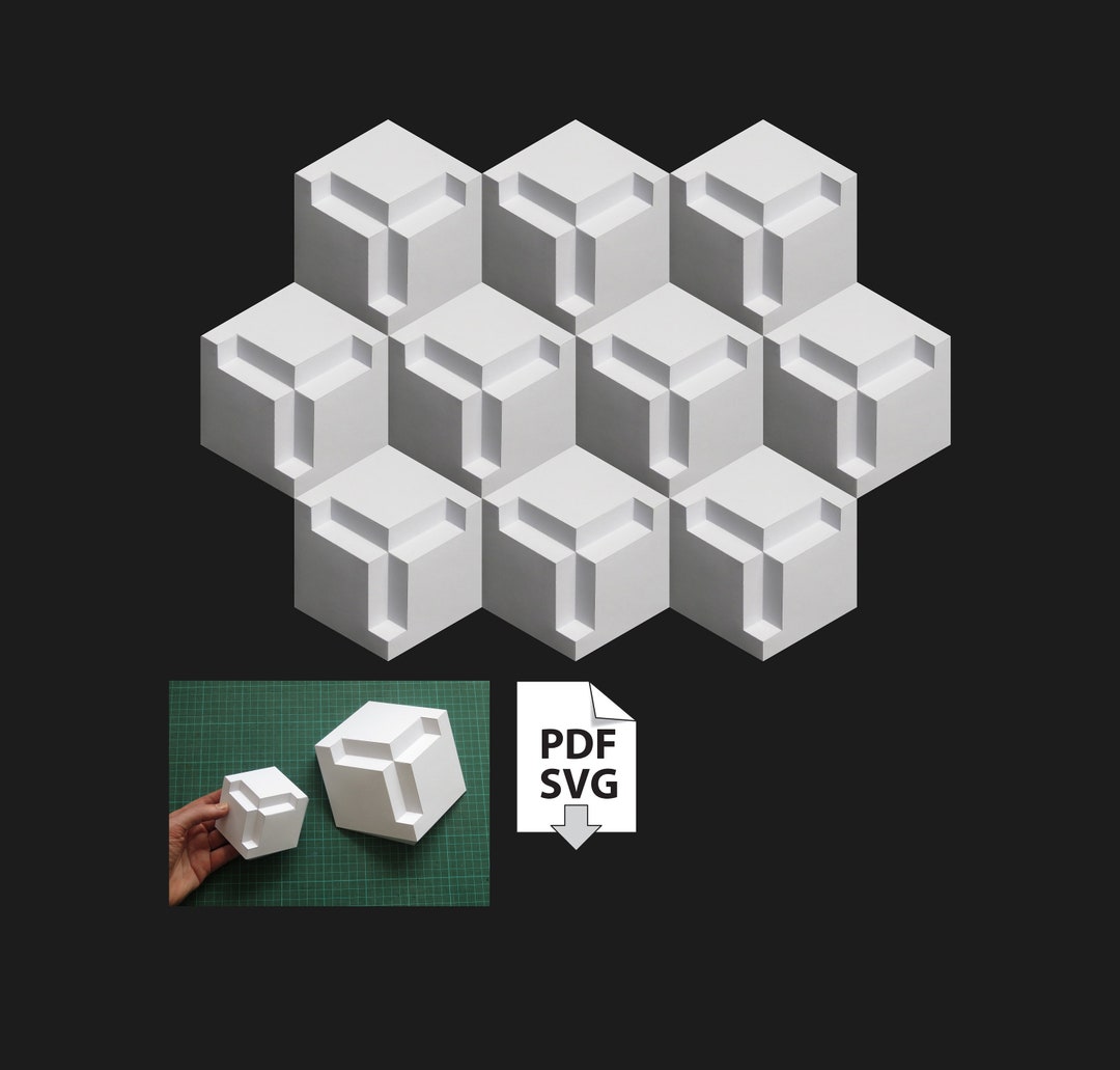 Papercraft Easy DIY Wall Tile Hexagon Escher Stairs Mosaic Geometric ...