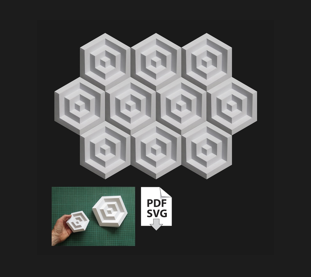 Papercraft Easy DIY Wall Tile Hexagon Escher Stairs Mosaic Geometric ...