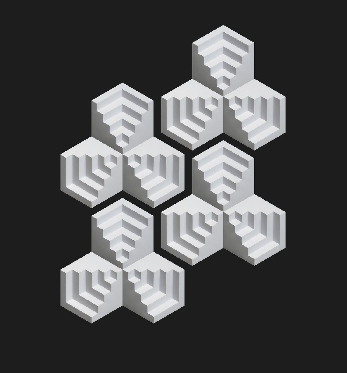 Papercraft Easy DIY Wall Tile Hexagon Escher Stairs Mosaic Geometric ...