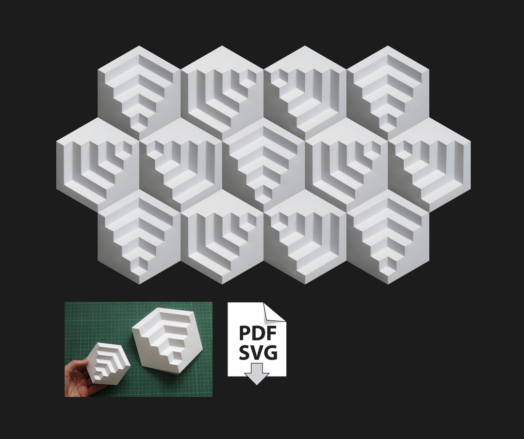 Papercraft Easy DIY Wall Tile Hexagon Escher Stairs Mosaic Geometric ...