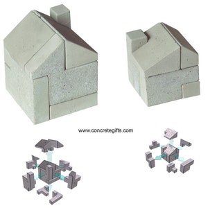 2 Concrete Puzzles “prefab” Concrete Cement Puzzle House Cottage Home ...
