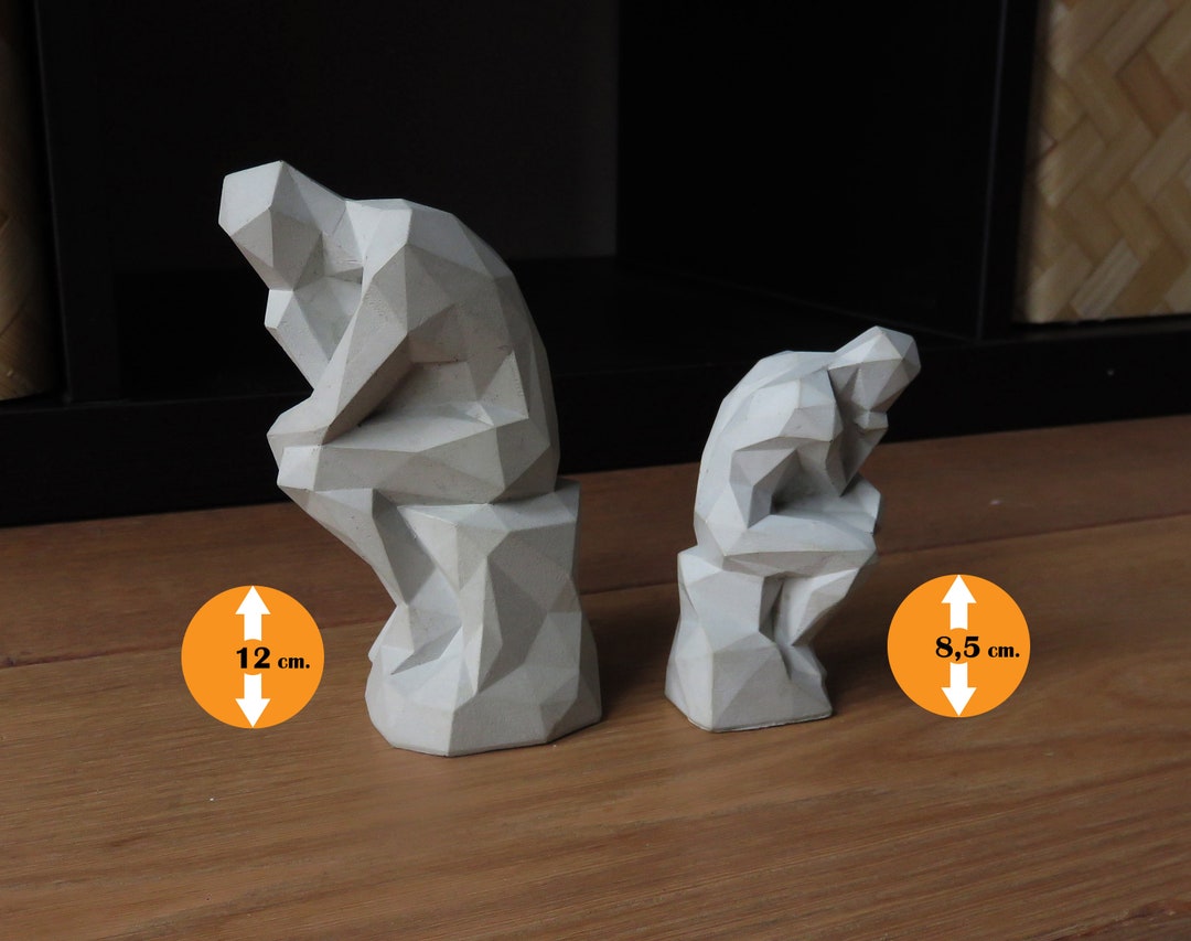 2 Concrete "the Thinker" Rodin Facet Nude Man Art Deco Oscar Philosophy ...