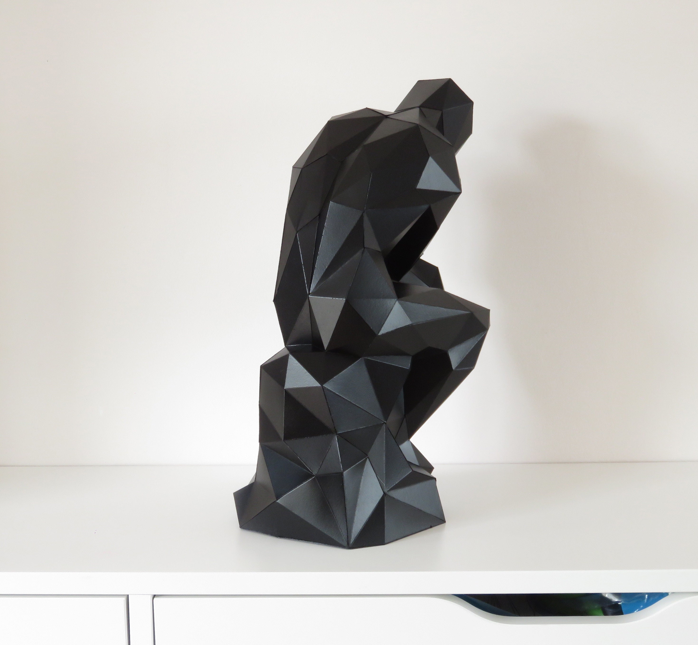 Papercraft Thinker Statue Rodin "the Thinker" 3D PDF SVG Template Low ...