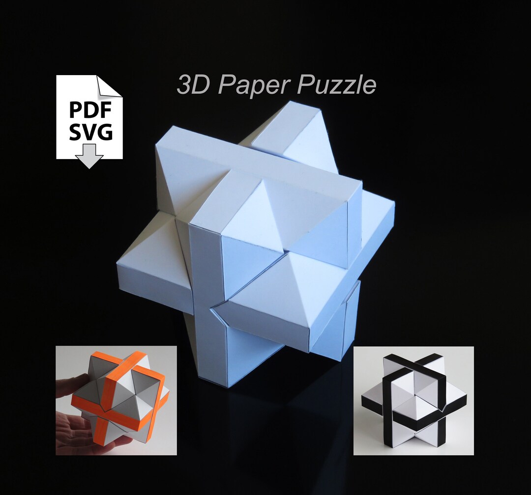 Papercraft Knot "cross" 3D Interlocking Burr Puzzle Interactive Object ...
