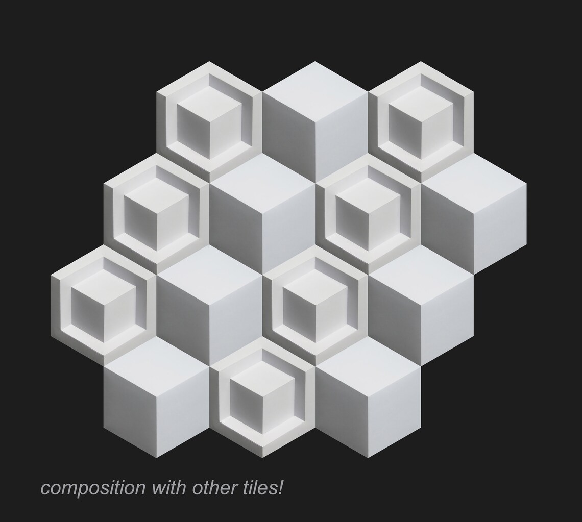 Papercraft Easy DIY Wall Tile Hexagon Cube Mosaic Geometric | Etsy