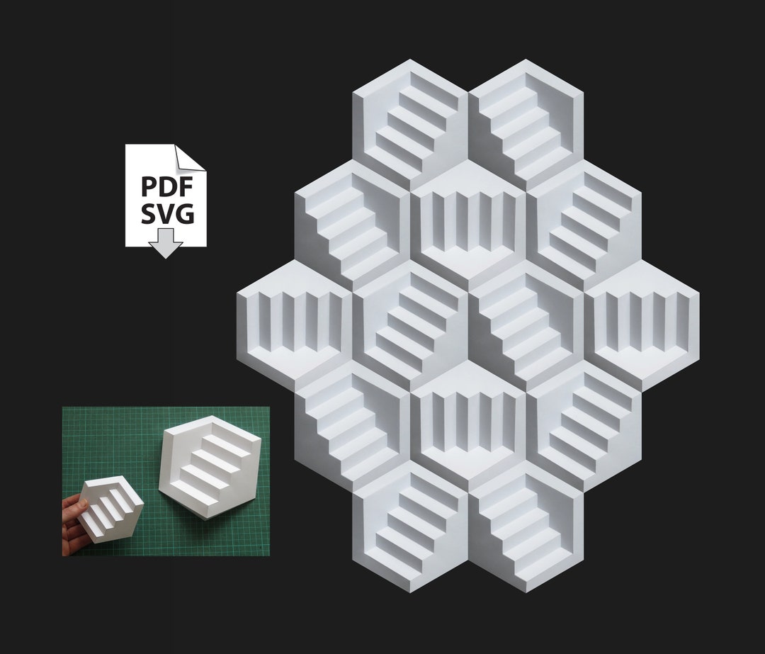 Papercraft Easy DIY Wall Tile Decoration Mosaic Geometric Tile Escher ...