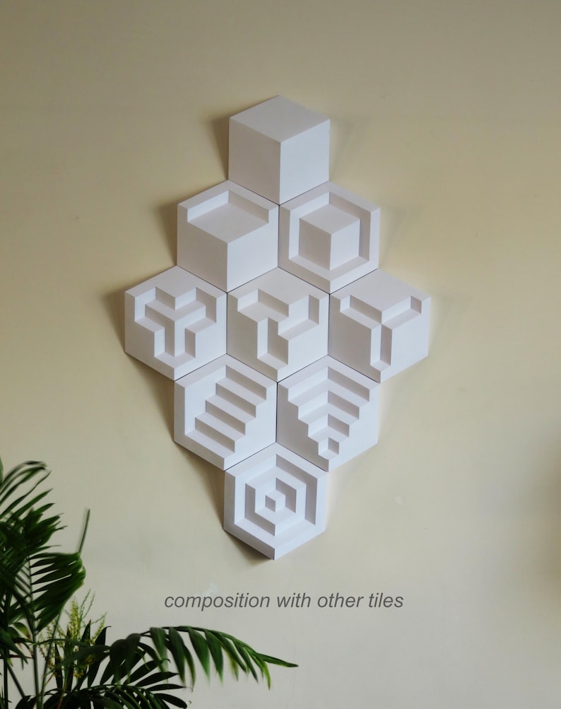 Papercraft Easy DIY Wall Tile Hexagon Escher Stairs Mosaic Geometric ...