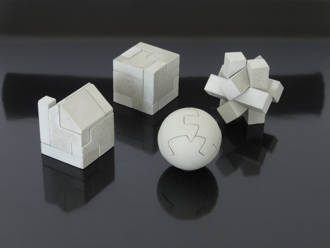 Giftbox "expert" Collection of Four Different Concrete Puzzles: Cube ...