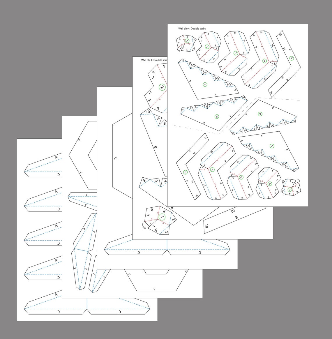 Papercraft Easy DIY Wall Tile Hexagon Escher Stairs Mosaic Geometric ...