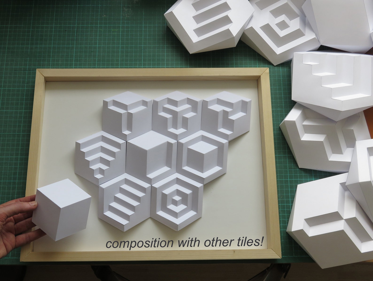 Papercraft Easy DIY Wall Tile Hexagon Escher Stairs Mosaic Geometric ...