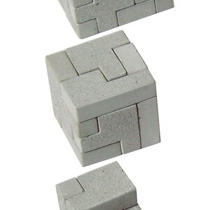 3 Concrete Puzzles “cube” Cement Puzzle Home Decor 3D Gift Architect ...