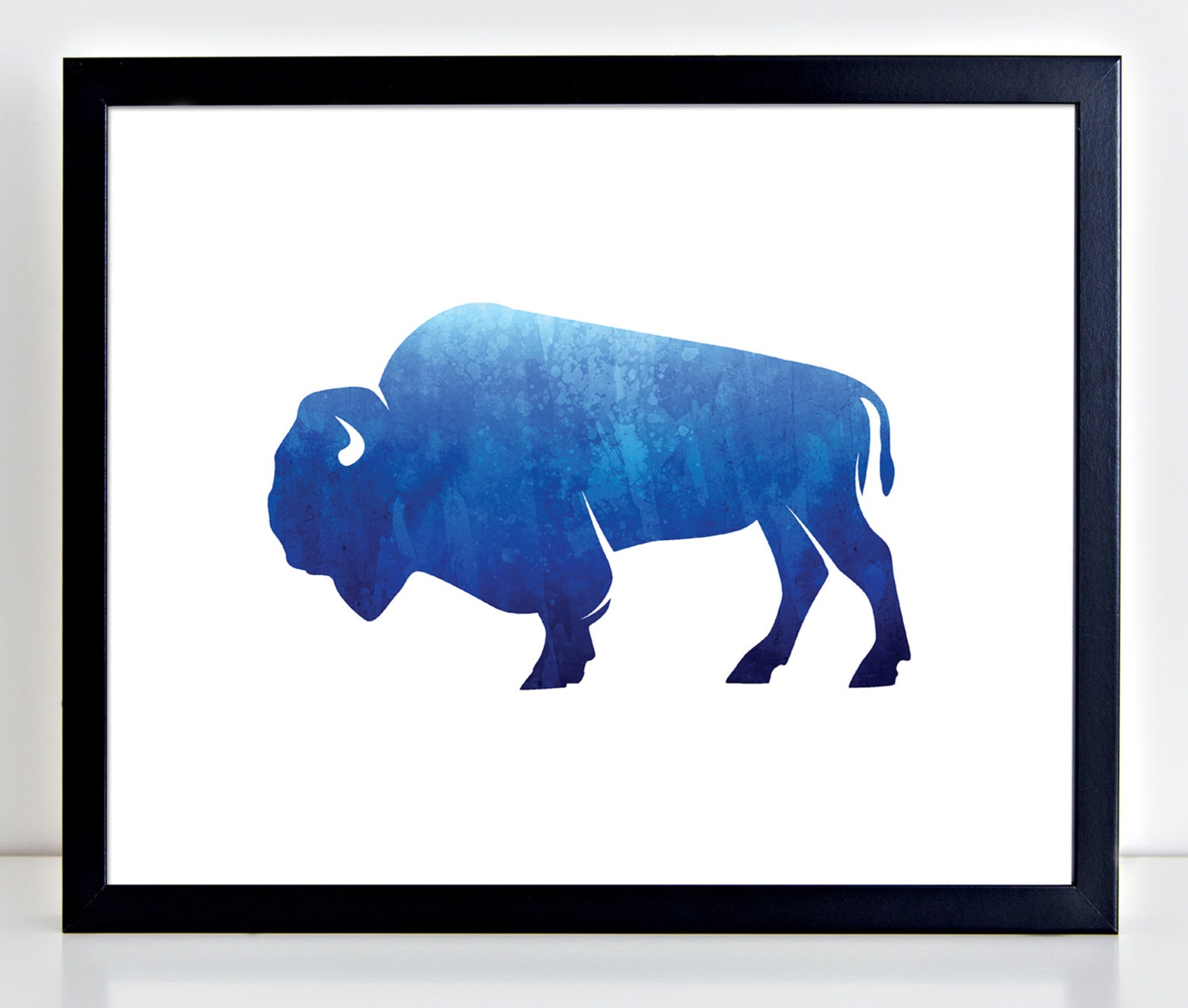 Buffalo Print Buffalo Art Blue Wall Art Buffalo Silhouette | Etsy