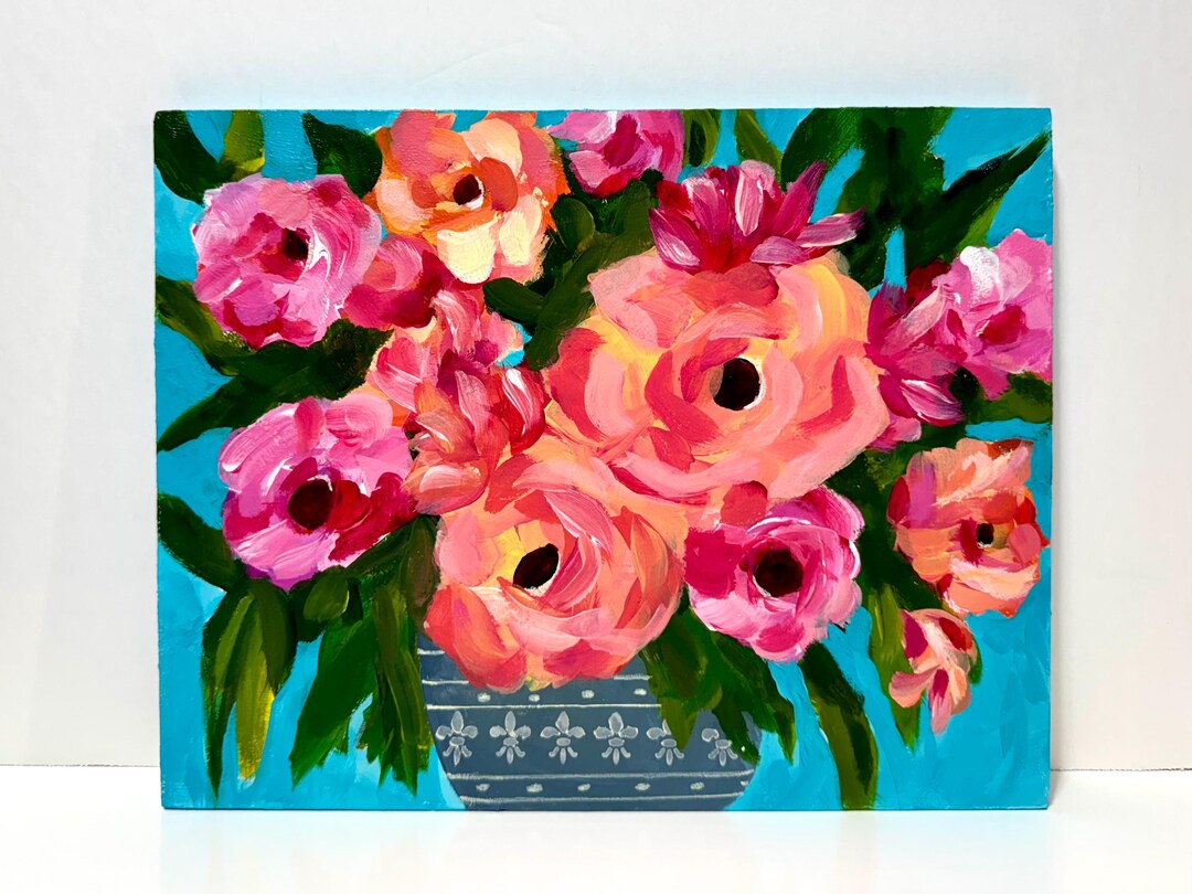Poppy Splendor Acrylic Painting: Floral Still Life, 11x14 - Etsy