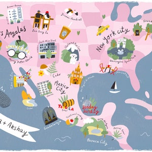 Personalised, Hand Drawn, Illustrated Travel Memory Map - Etsy