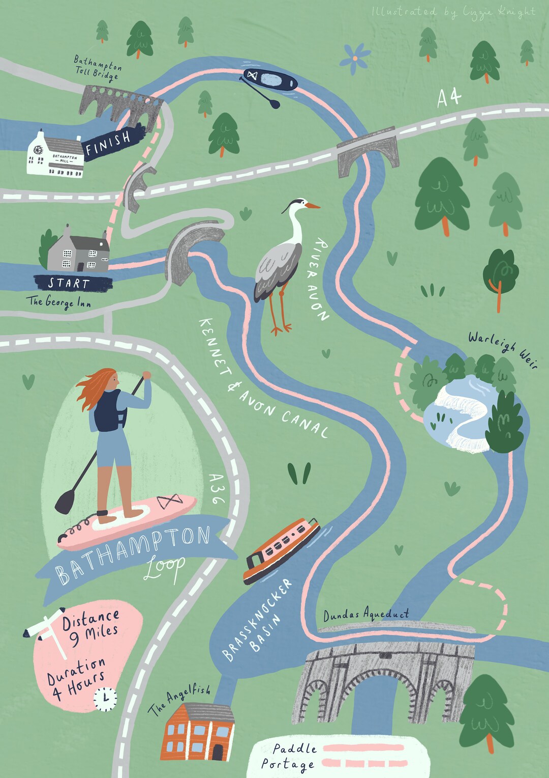 Bathampton Paddle Route Map - Etsy