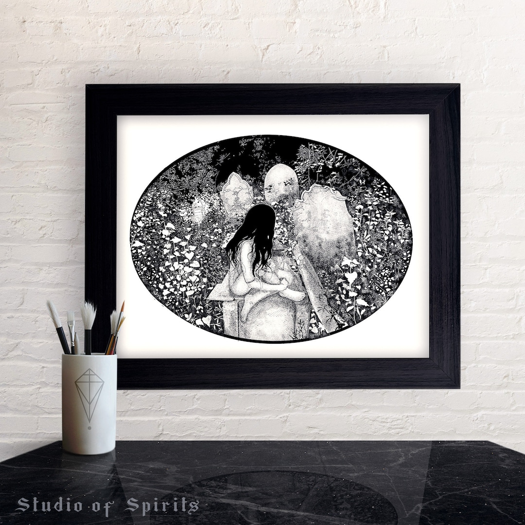 Gothic Art Print - Art Nouveau Art Print - Original Art - Witchy Gothic ...