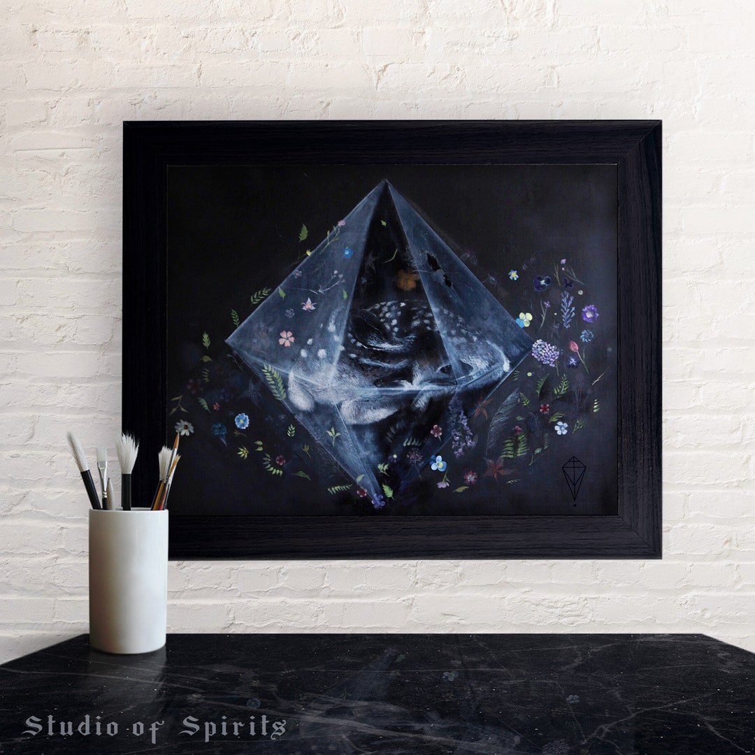 Crystal Fawn - Gothic Art Print - Art Nouveau Art Print - Original Art ...