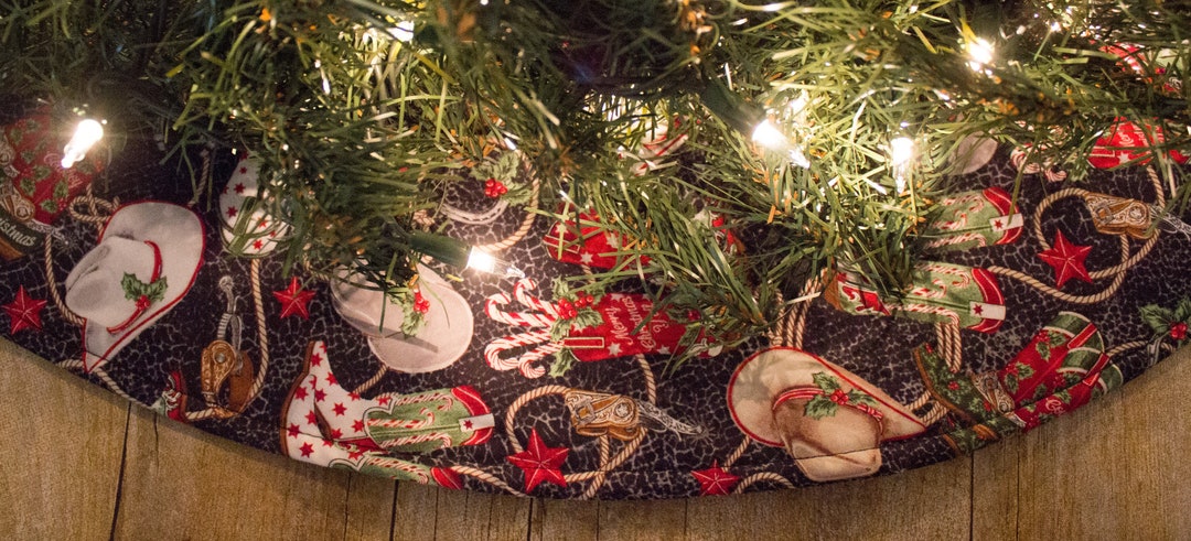 Cowboy-boots-lasso-stars-cowboy Tree Skirt-christmas Tree Skirt-rodeo ...