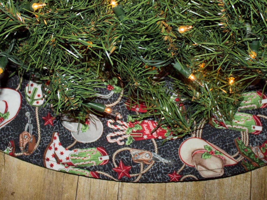 Cowboy Christmas-boots-lasso-stars-cowboy Tree Skirt-christmas Tree ...