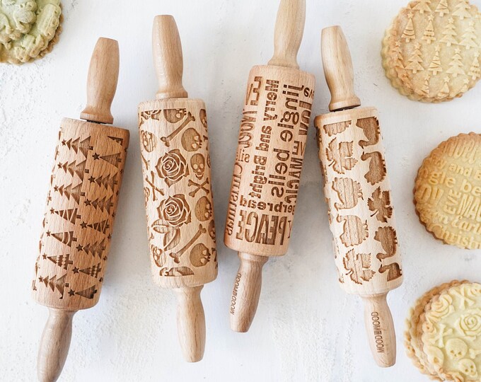 Embossed rolling pins personalized solid wooden by MoodForWood