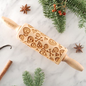 SKULLS & BONES MINI Embossed Engraved Rolling Pin for - Etsy