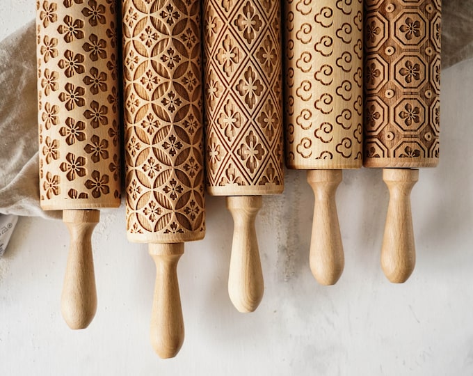 Embossed rolling pins personalized solid wooden by MoodForWood