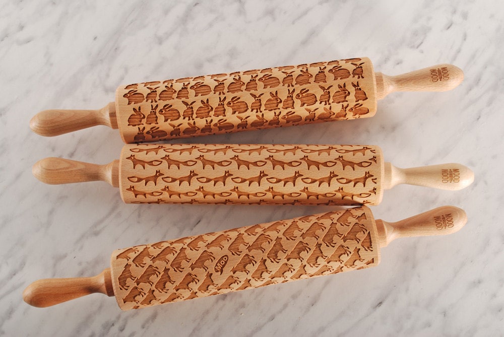 FUNNY RABBIT embossing rolling pin for cookies embossed | Etsy