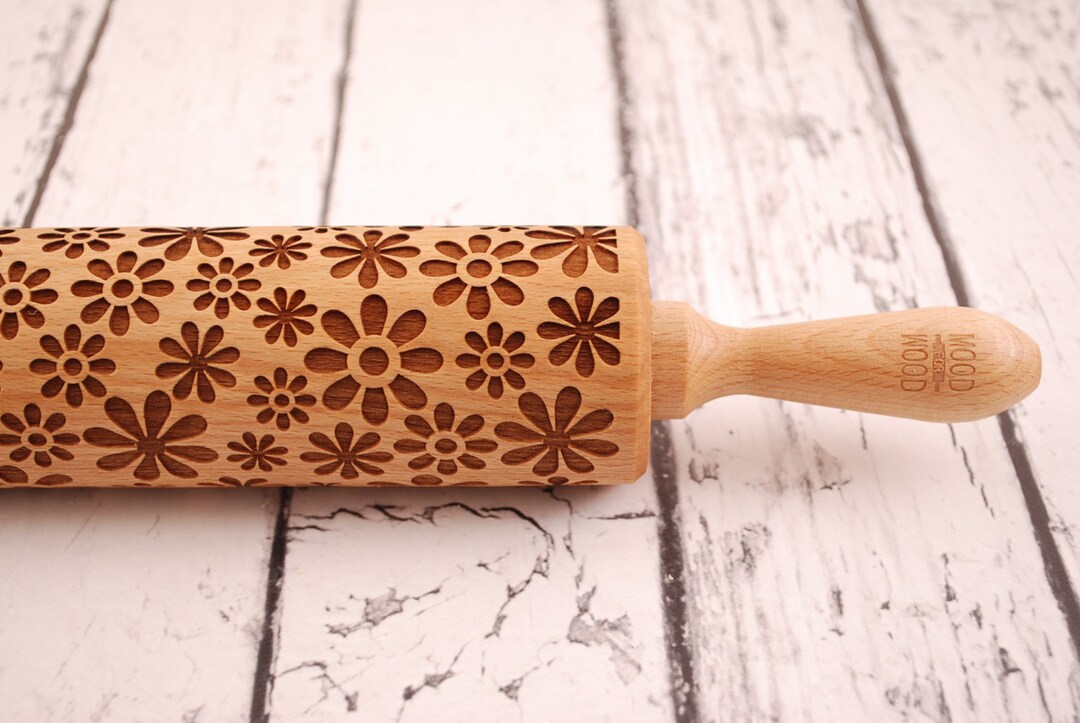 Flower Power Engraved Rolling Pin: Handmade Beechwood Cookie Roller - Etsy