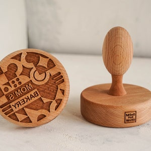 Personalized Cookie Stamp: Modern 4" Wooden Biscuit Mold, Custom Baking ...