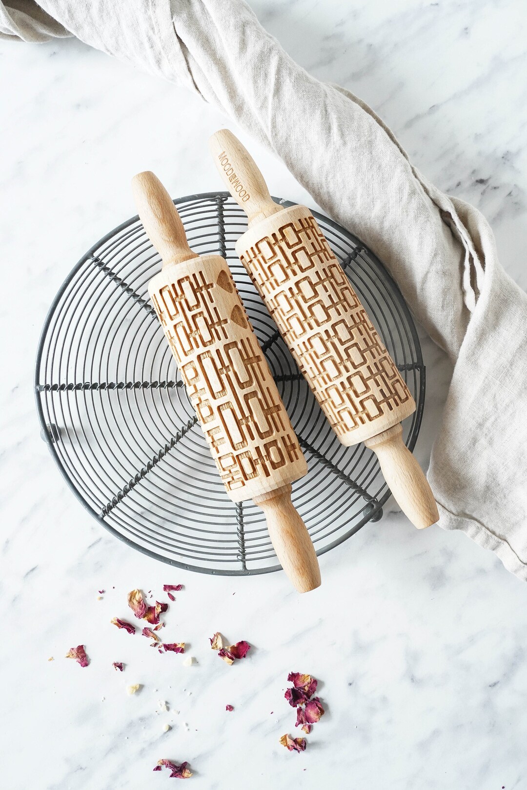 Mini Embossing Rolling Pin Set: Chinese Wedding Cookie Biscuit Roller ...
