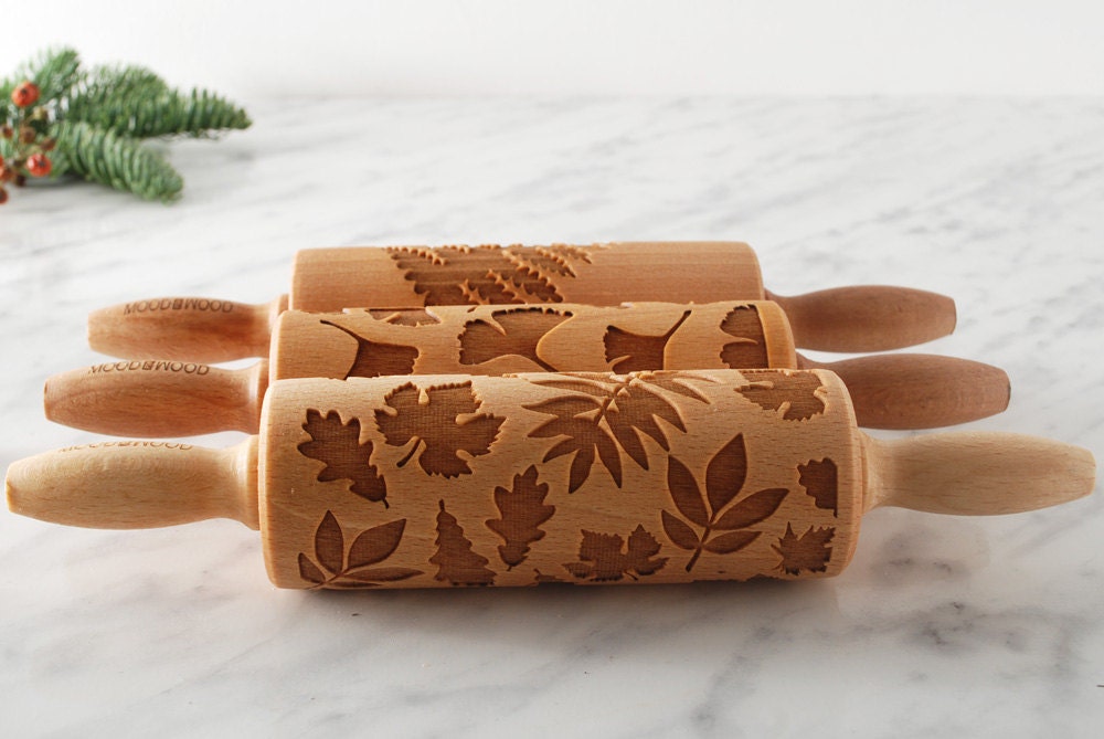 LEAVES Set of 3 MINI Embossed Engraved Rolling Pin for | Etsy