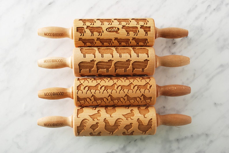 FARM ANIMALS Set of 4 MINI Embossing Rolling Pins for | Etsy