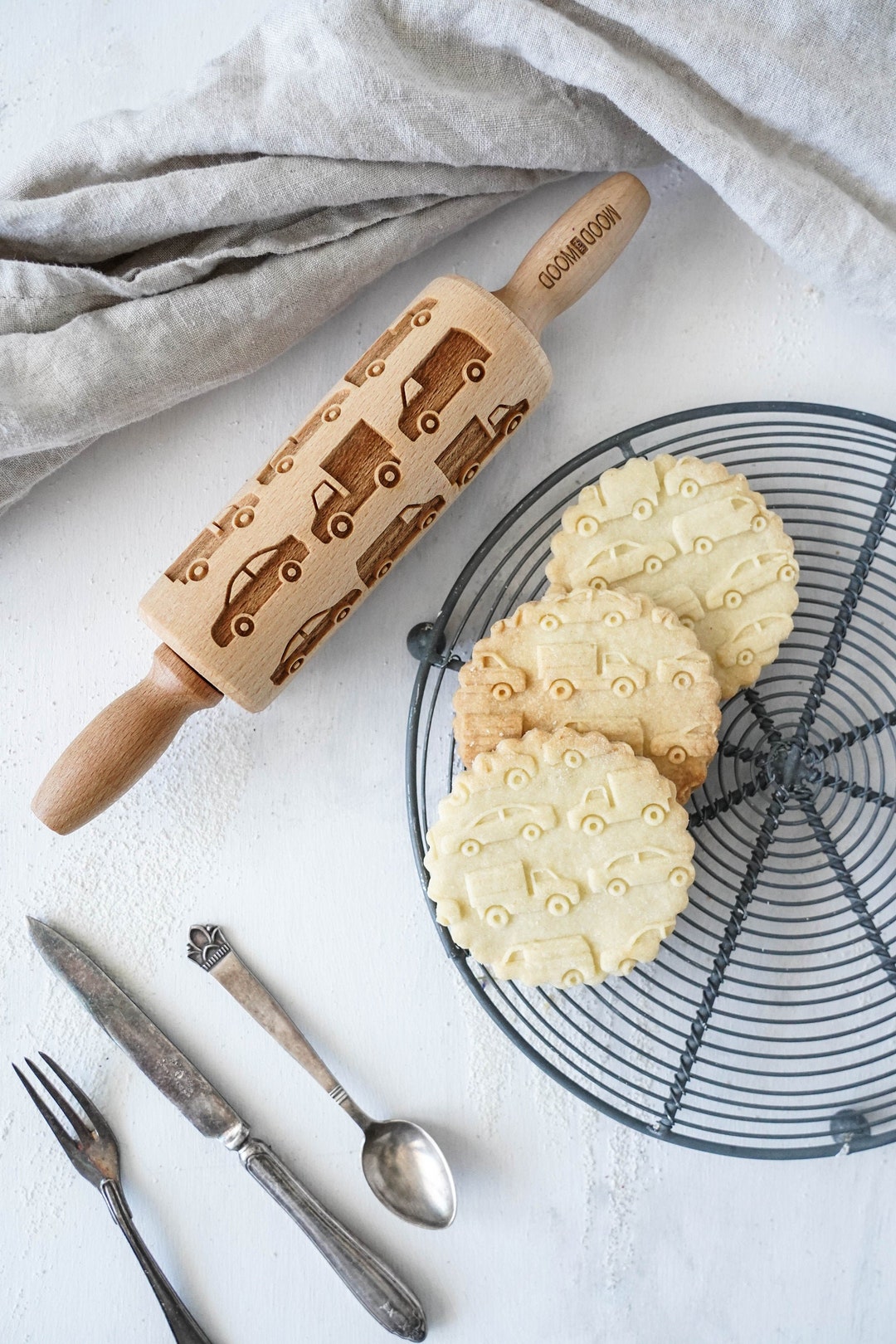Cars Embossing Rolling Pin: Solid Wood Vintage Style - Etsy