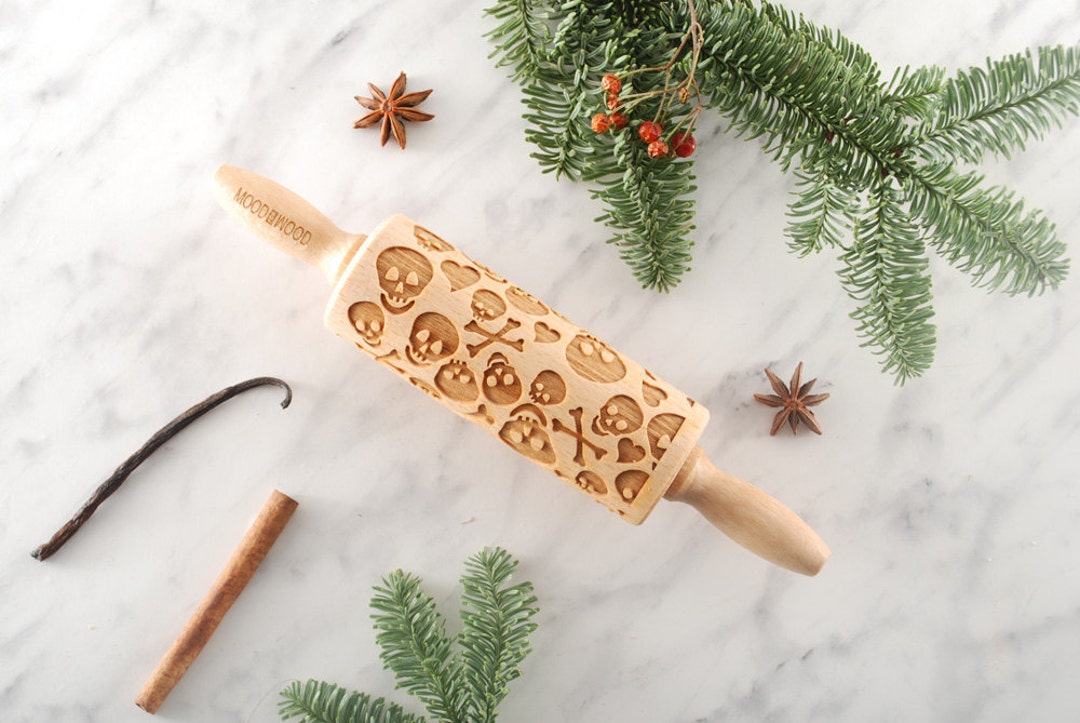 SKULLS & BONES MINI Embossed Engraved Rolling Pin for - Etsy