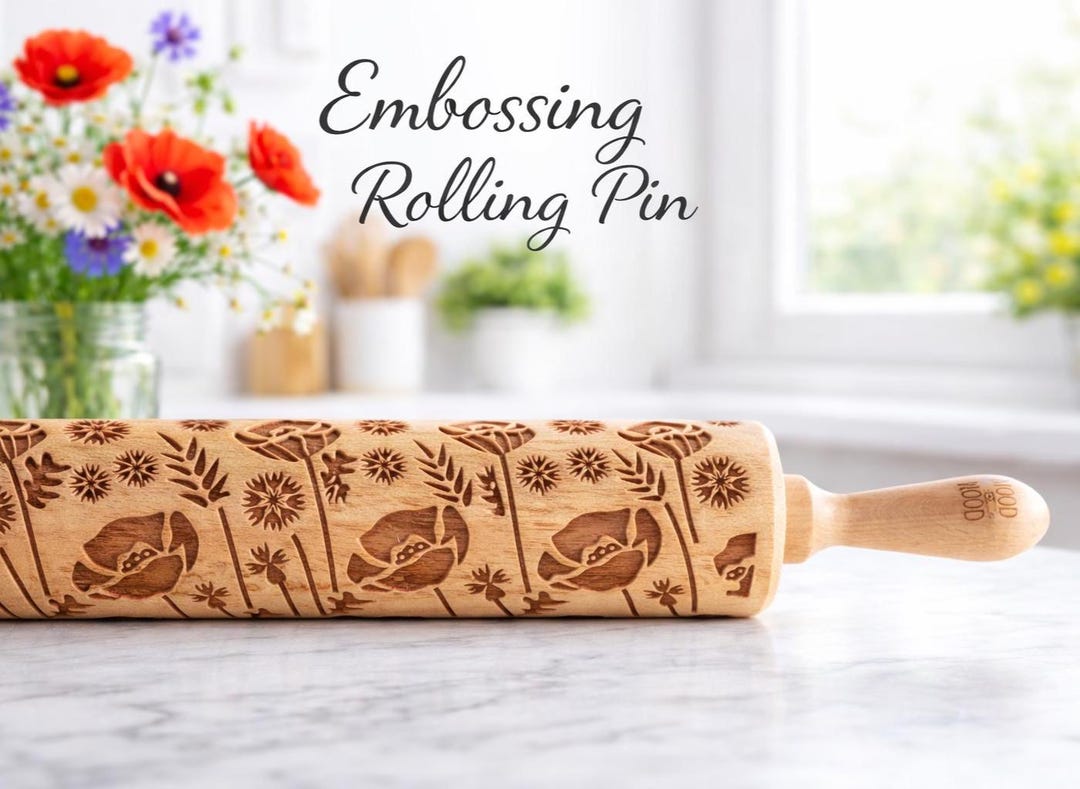 Meadow Flowers Embossing Rolling Pin: Deep Engraved Beech Wood - Etsy