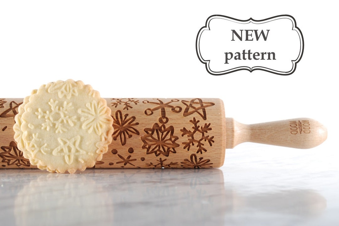 HAND DRAWN SNOWFLAKES - Embossing Rolling Pin for Cookies, Embossed ...