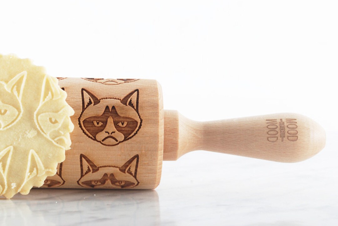 PRISSY CAT- Embossing Rolling Pin for Cookies, Laser Engraved, Solid ...