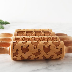 FARM ANIMALS - Set of 4 MINI Embossing Rolling Pins for Cookies ...