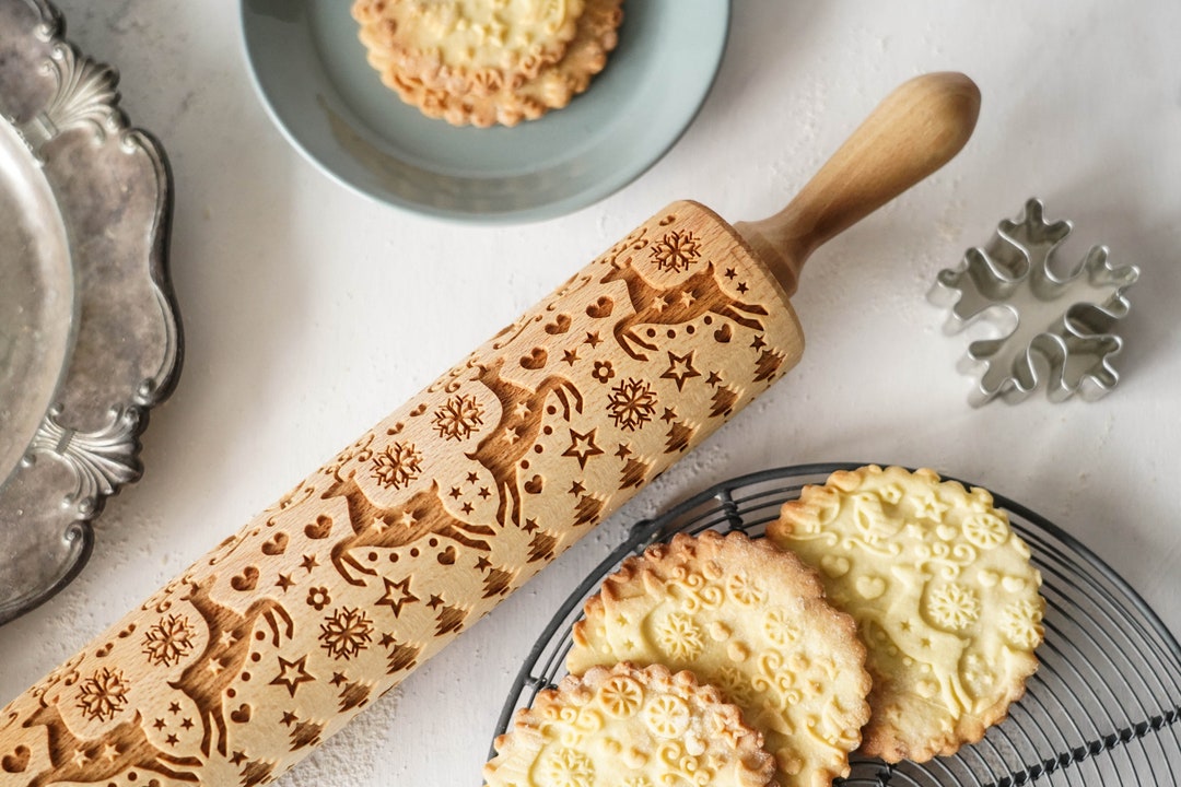 Christmas Reindeer Engraved Rolling Pin: Holiday Cookie Baking - Etsy
