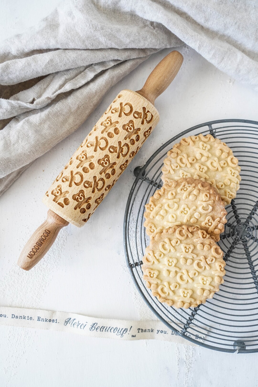 BÉBÉ mini rouleau à pâtisserie en relief pour biscuits, gravé au laser ...