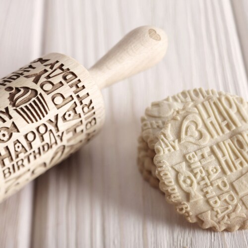 HAPPY BIRTHDAY Embossing Rolling Pin for Cookies Embossed - Etsy