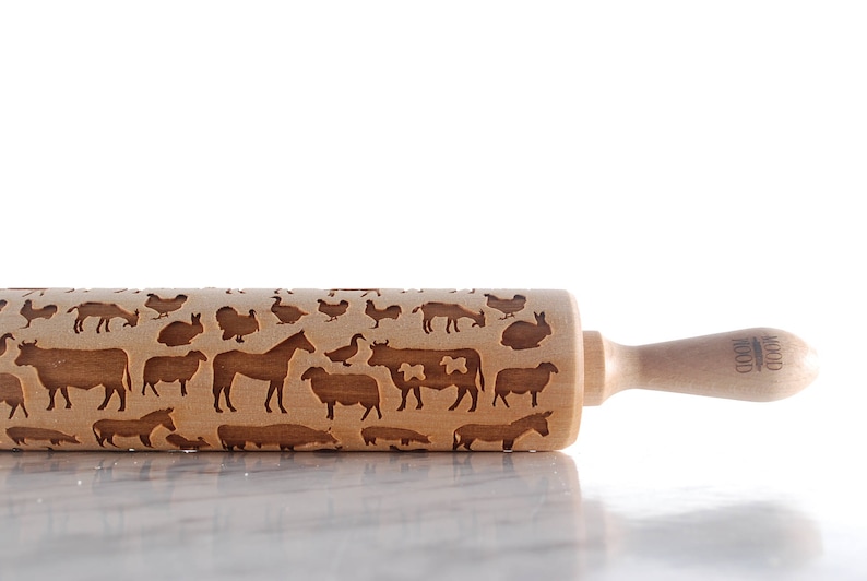 FARM ANIMALS Engraved Rolling Pin for Cookies Perfect Gift - Etsy