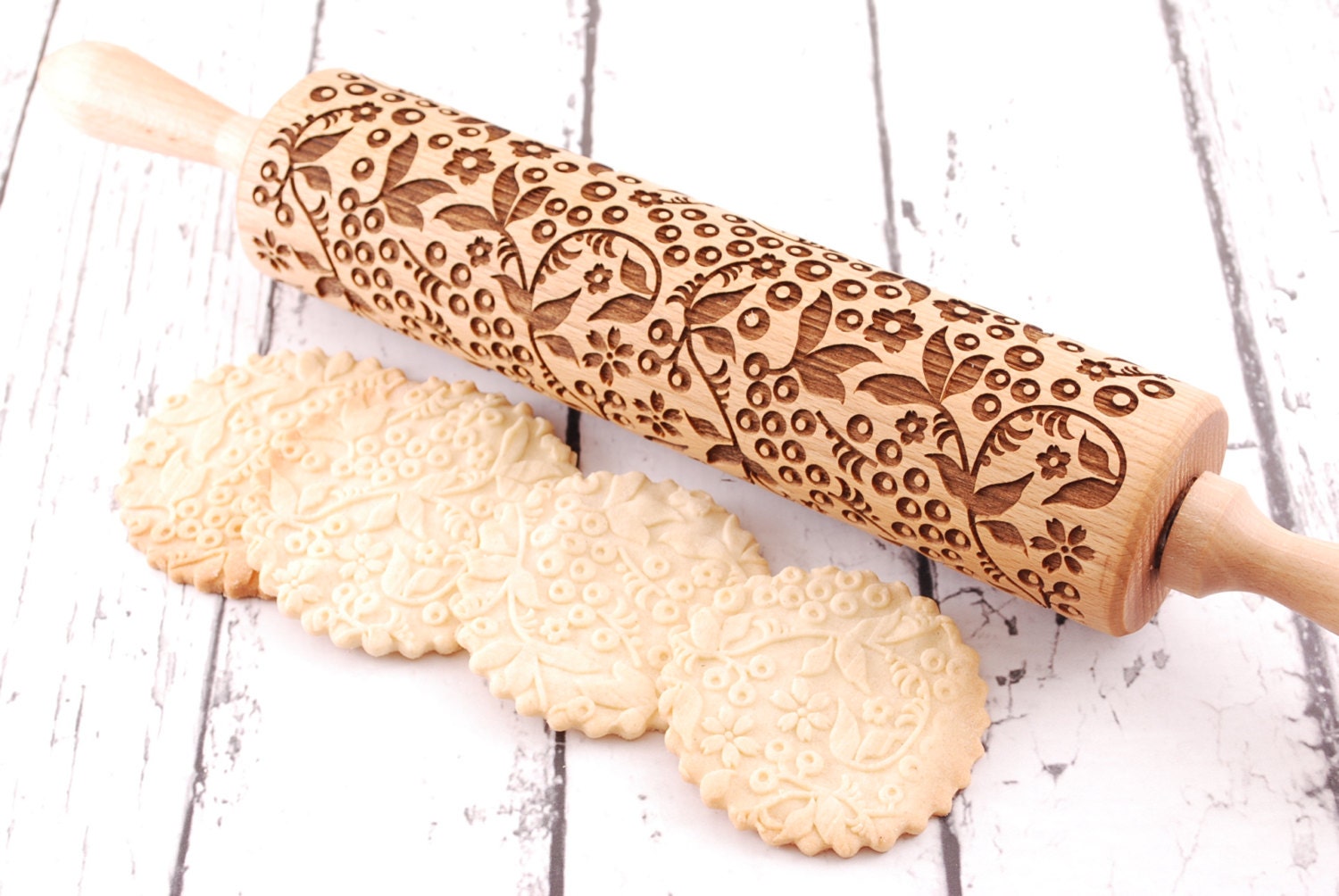 ROWAN TREE Embossed Engraved Rolling Pin for Cookies - Etsy ROWAN TREE Embossed Engraved Rolling Pin for Cookies - Etsy