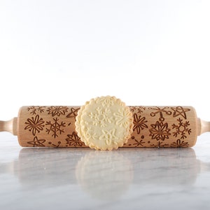 HAND DRAWN SNOWFLAKES - Embossing Rolling Pin for Cookies, Embossed ...