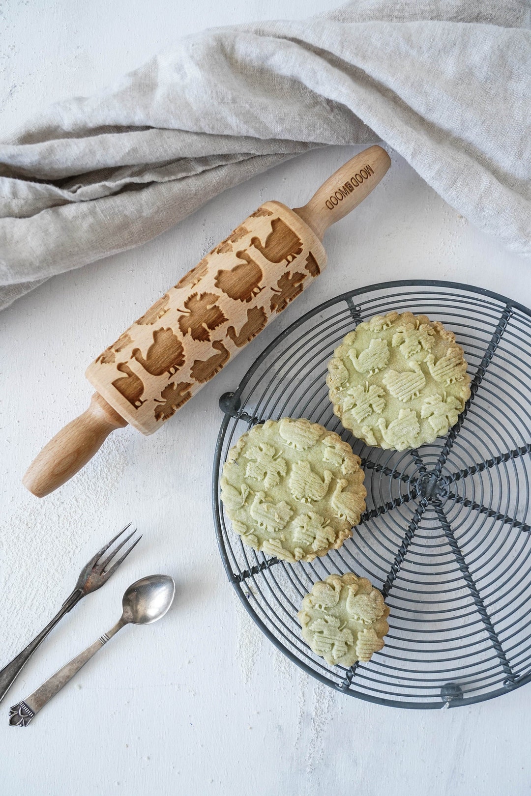 THANKSGIVING – Mini Embossing Rolling Pin, Laser Engraved, Solid Wood ...