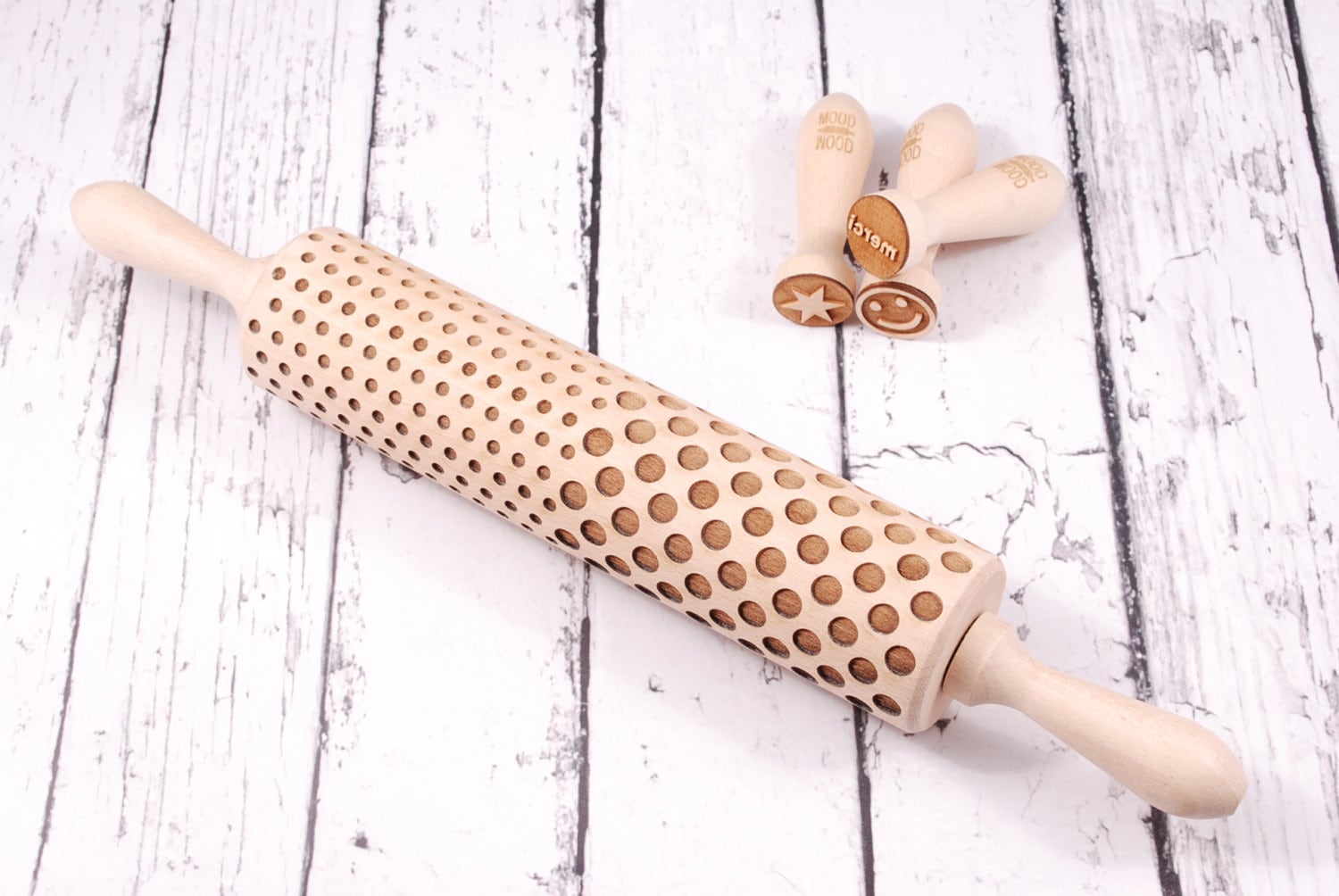 DOUBLE POLKA DOTS Embossing Rolling Pin for Cookies | Etsy