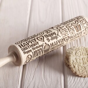 HAPPY BIRTHDAY - Embossing Rolling Pin for Cookies, Embossed Biscuits ...