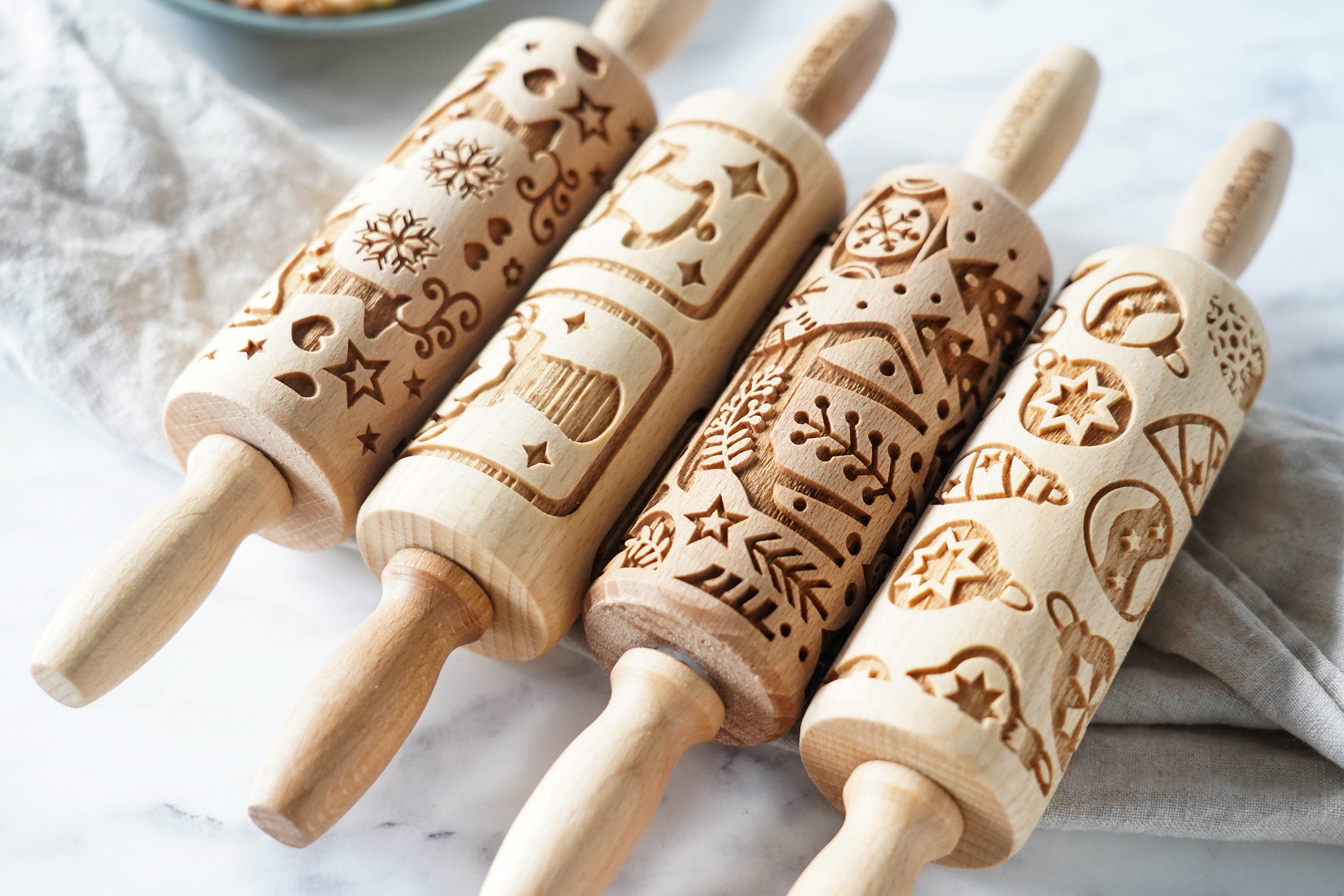 CHRISTMAS VIBE Set of 4 MINI Embossing Rolling Pin for | Etsy