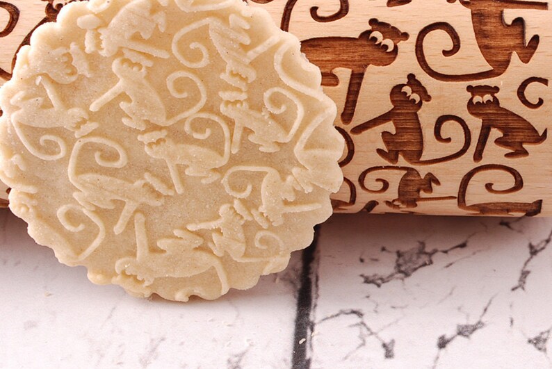 MONKEY BUSINESS - MINI Embossed, Engraved Rolling Pin for Cookies - Etsy