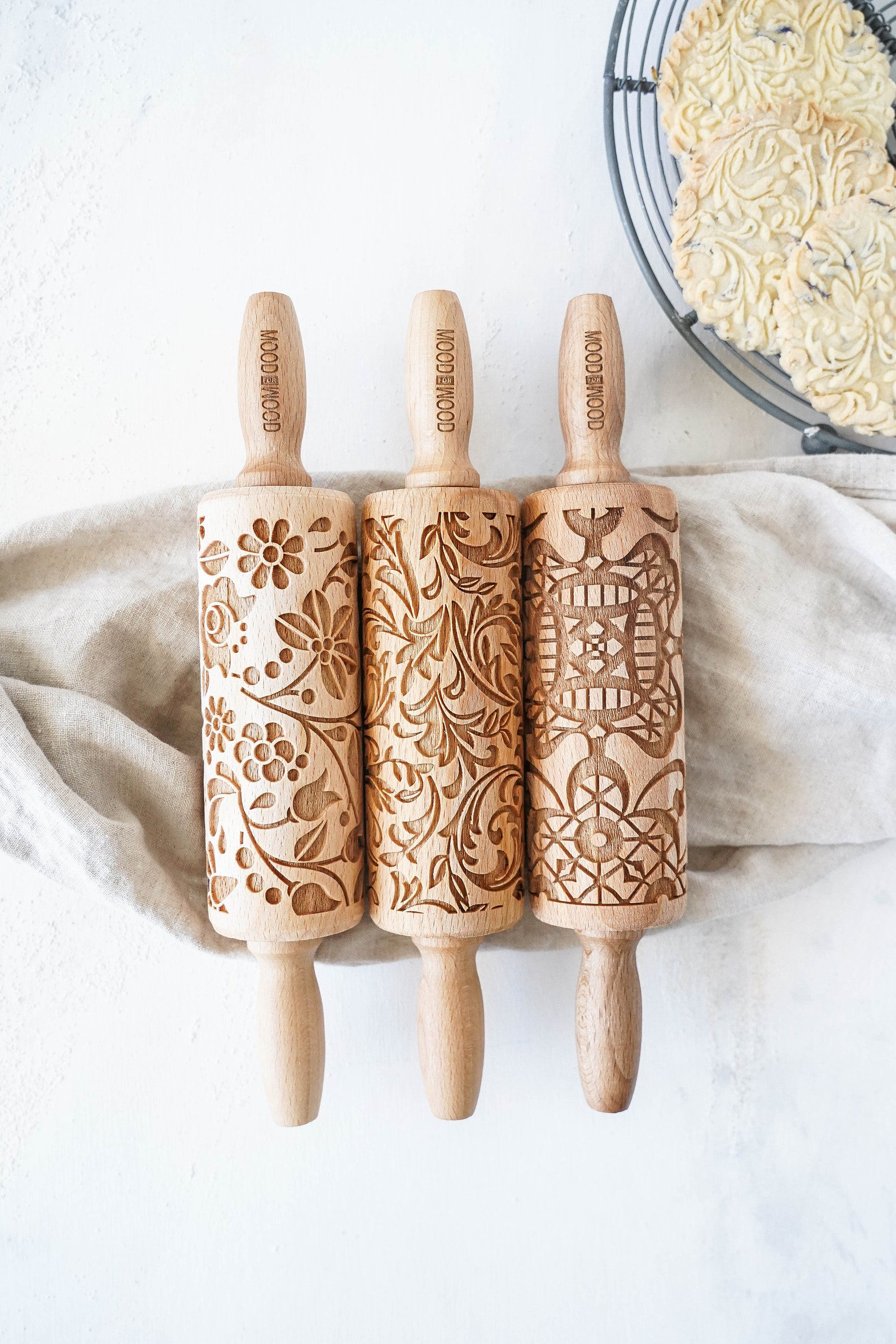 ORNAMENTA Set of 3 Mini Embossing Rolling Pins for Cookies | Etsy